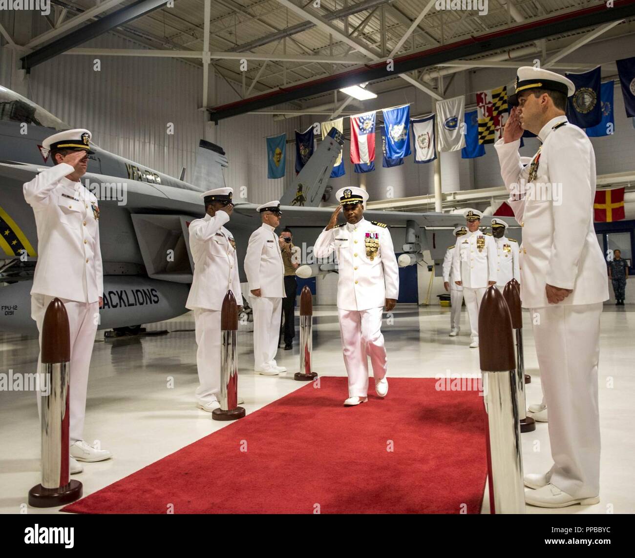 VIRGINIA BEACH, Va. (Aug. 16, 2018) Capt. Vorrice J. Burks passes ...