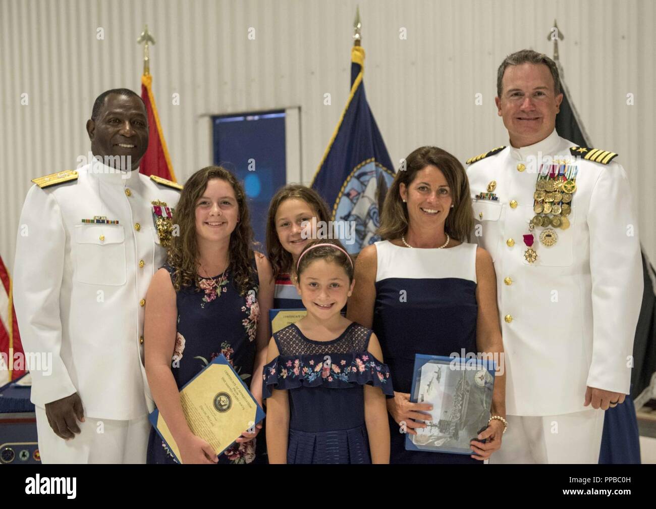 VIRGINIA BEACH, Va. (Aug. 16, 2018) Rear Adm. Stephen Evans, left ...