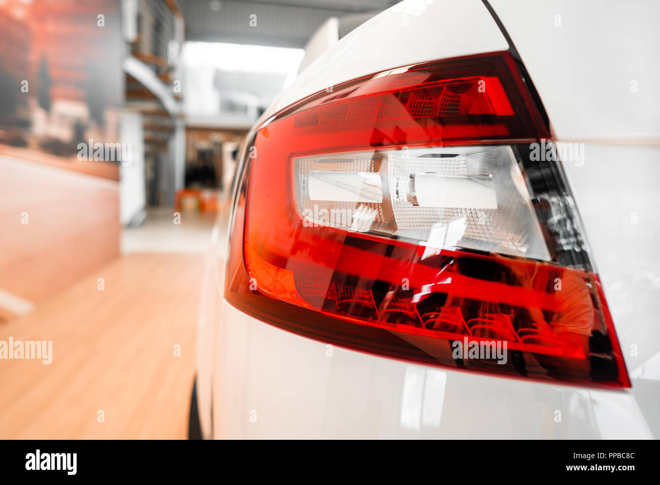 The rear lights of a modern prestigious car from a close angle Stock ...
