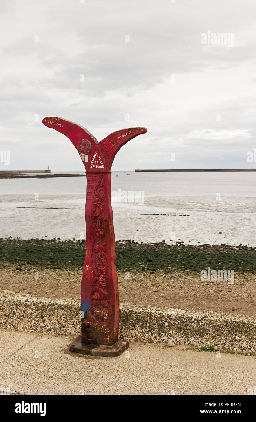 National Cycle Network marker at North Shields, UK Stock Photo - Alamy