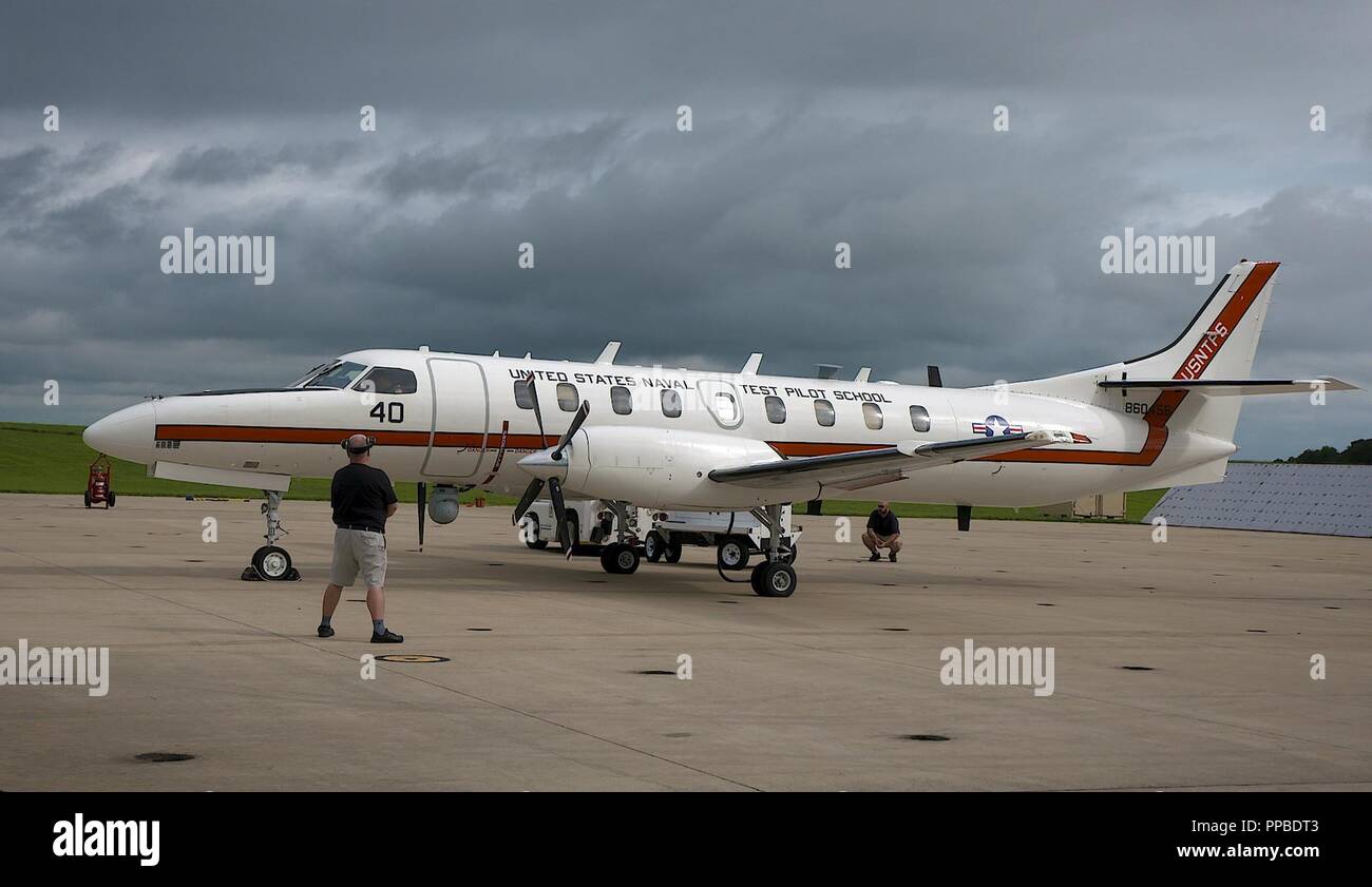 The U.S. Naval Test Pilot School conducts a preflight check ahead of ...