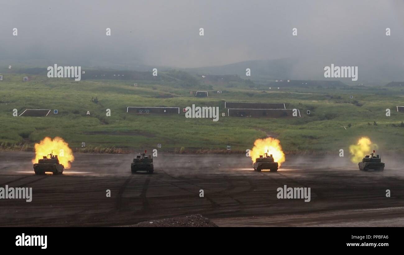 Japan Ground Self-Defense Force (JGSDF) demonstrate artillery, ground ...