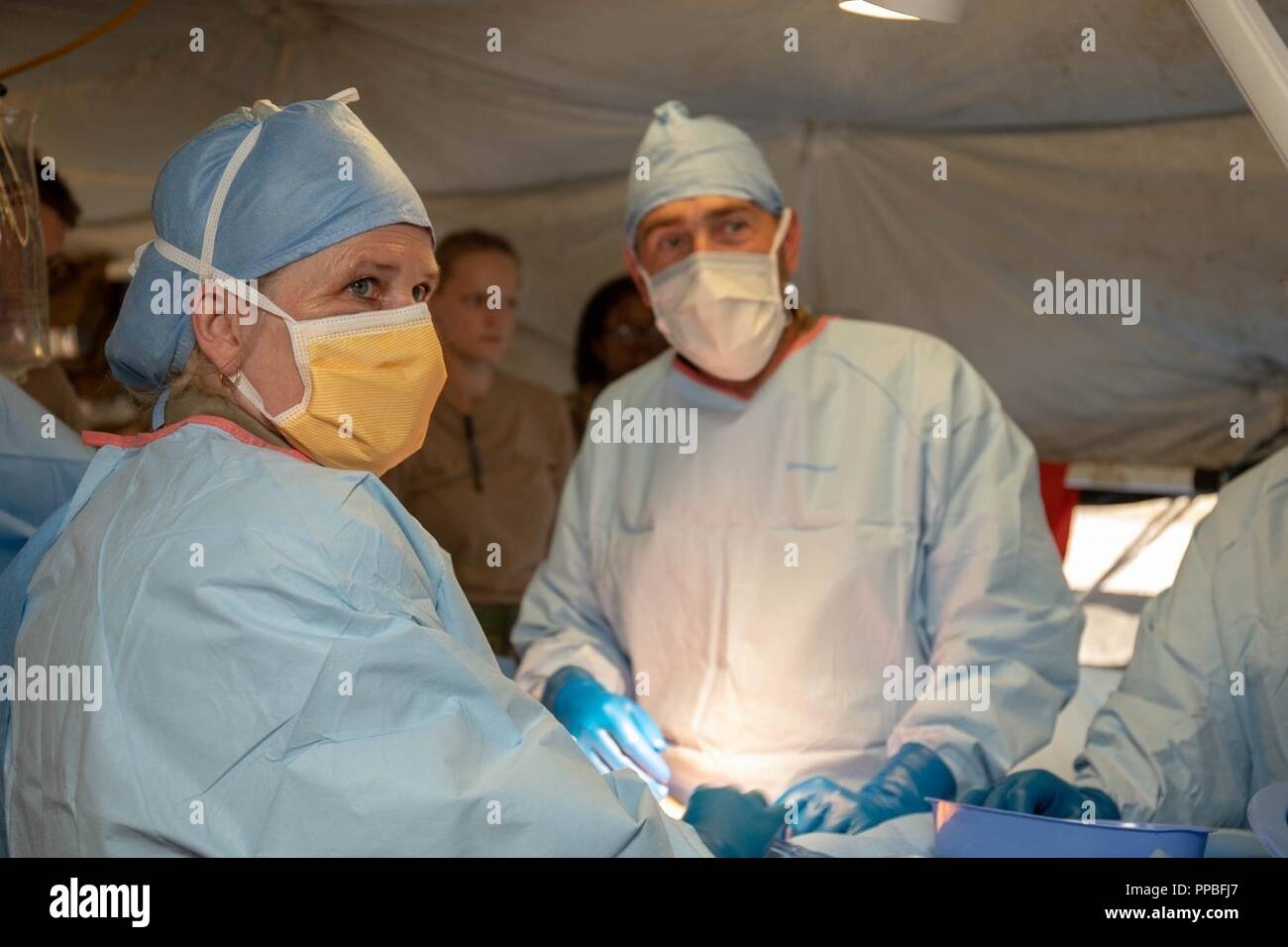 Danish surgeons discus a simulated case with US counterparts Stock ...