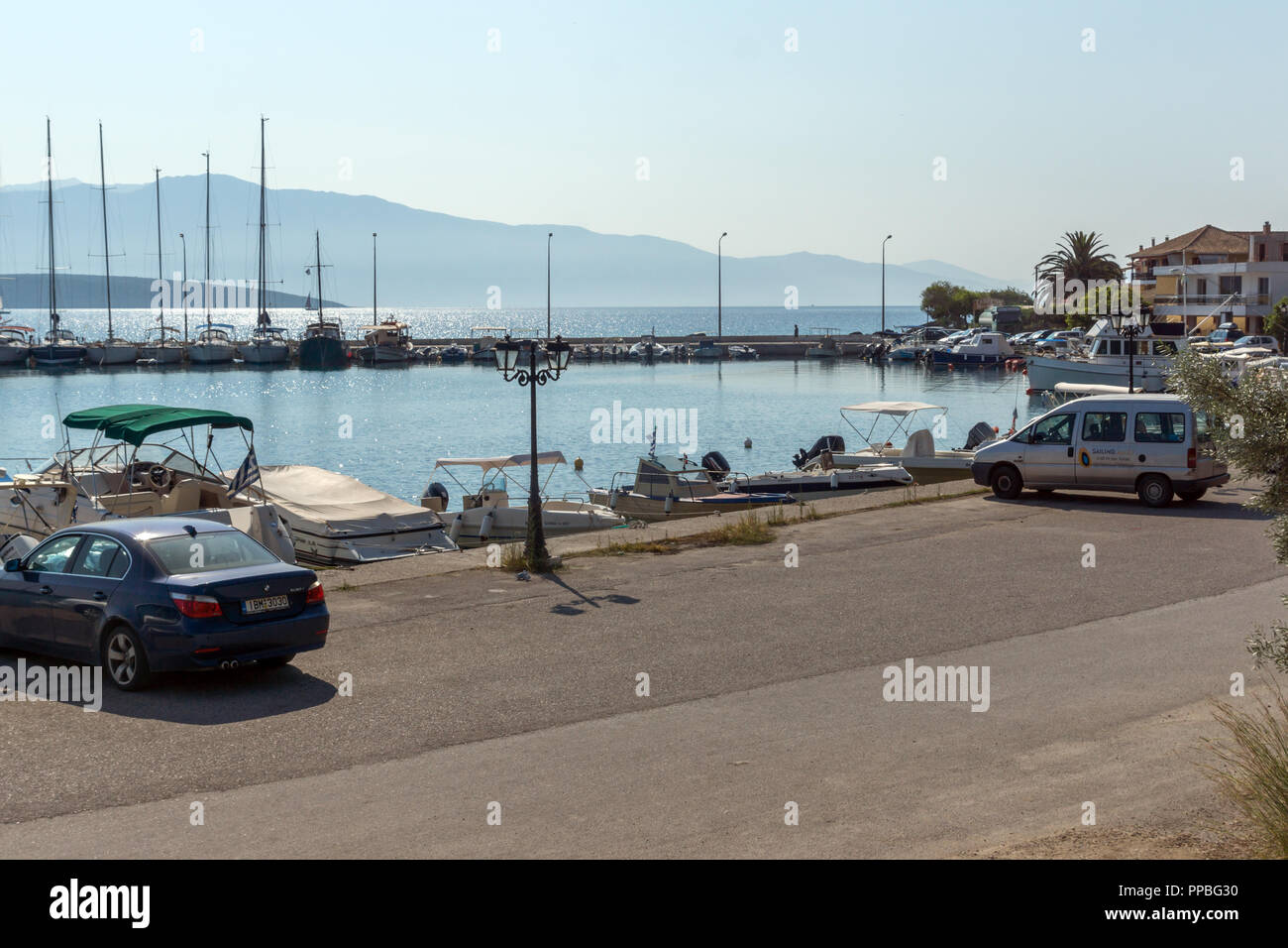 NYDRI, LEFKADA, GREECE JULY 17: Port at Nydri Bay, Lefkada, Ionian ...