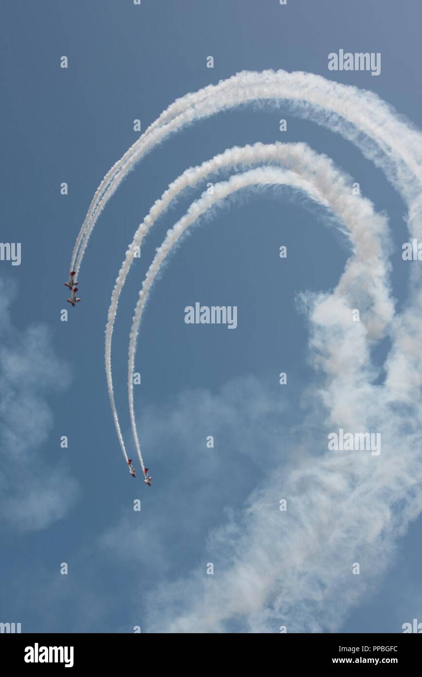 The Aeroshell Aerobatic Team performs during the 2018 Defenders of ...