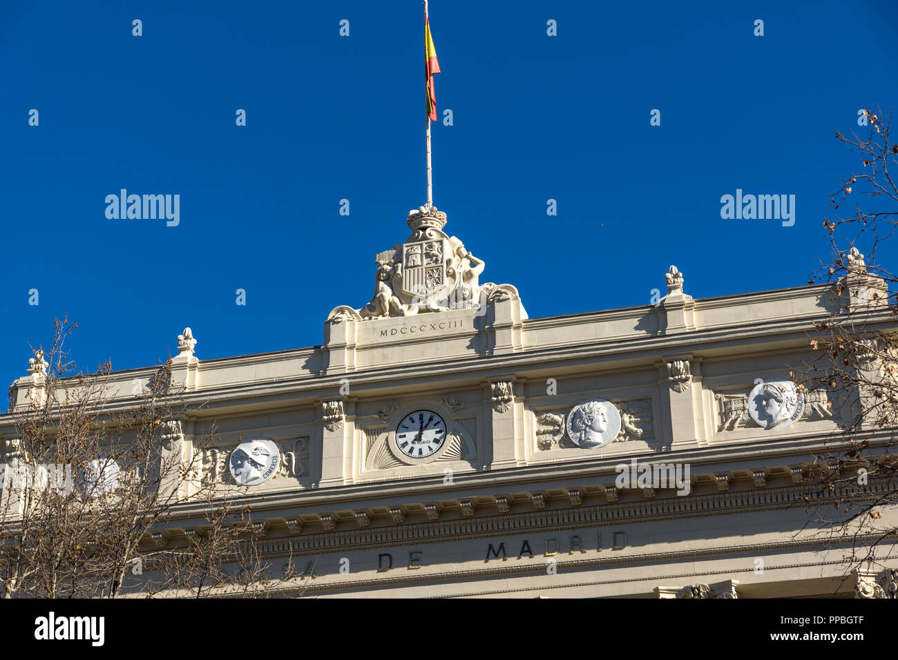 MADRID, SPAIN - JANUARY 22, 2018: Building of Stock Exchange in City of ...