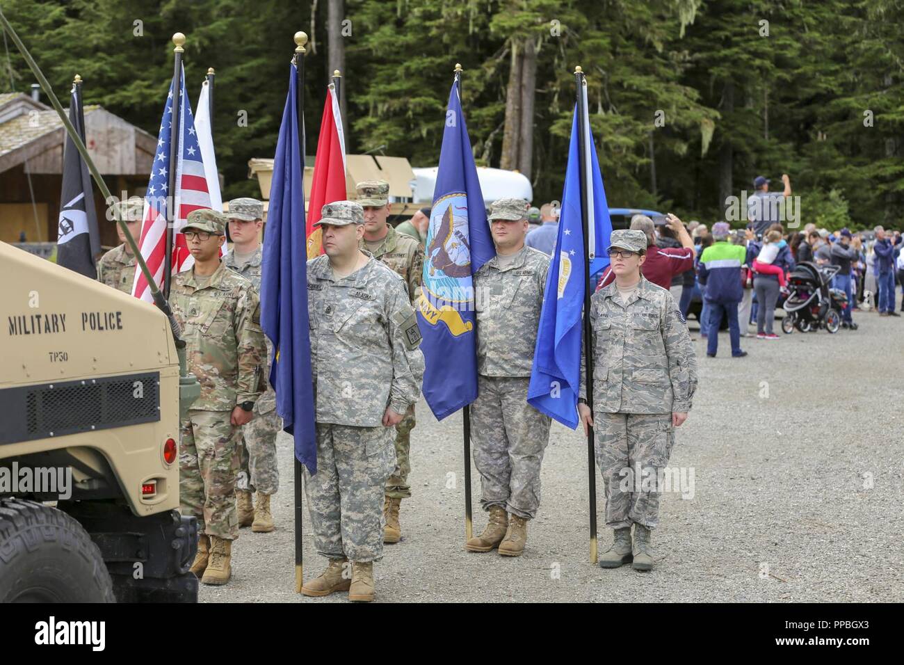 An Alaska Organized Militia color guard comprised of members of the ...