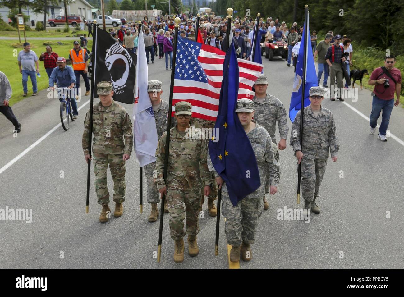 An Alaska Organized Militia color guard comprised of members of the ...