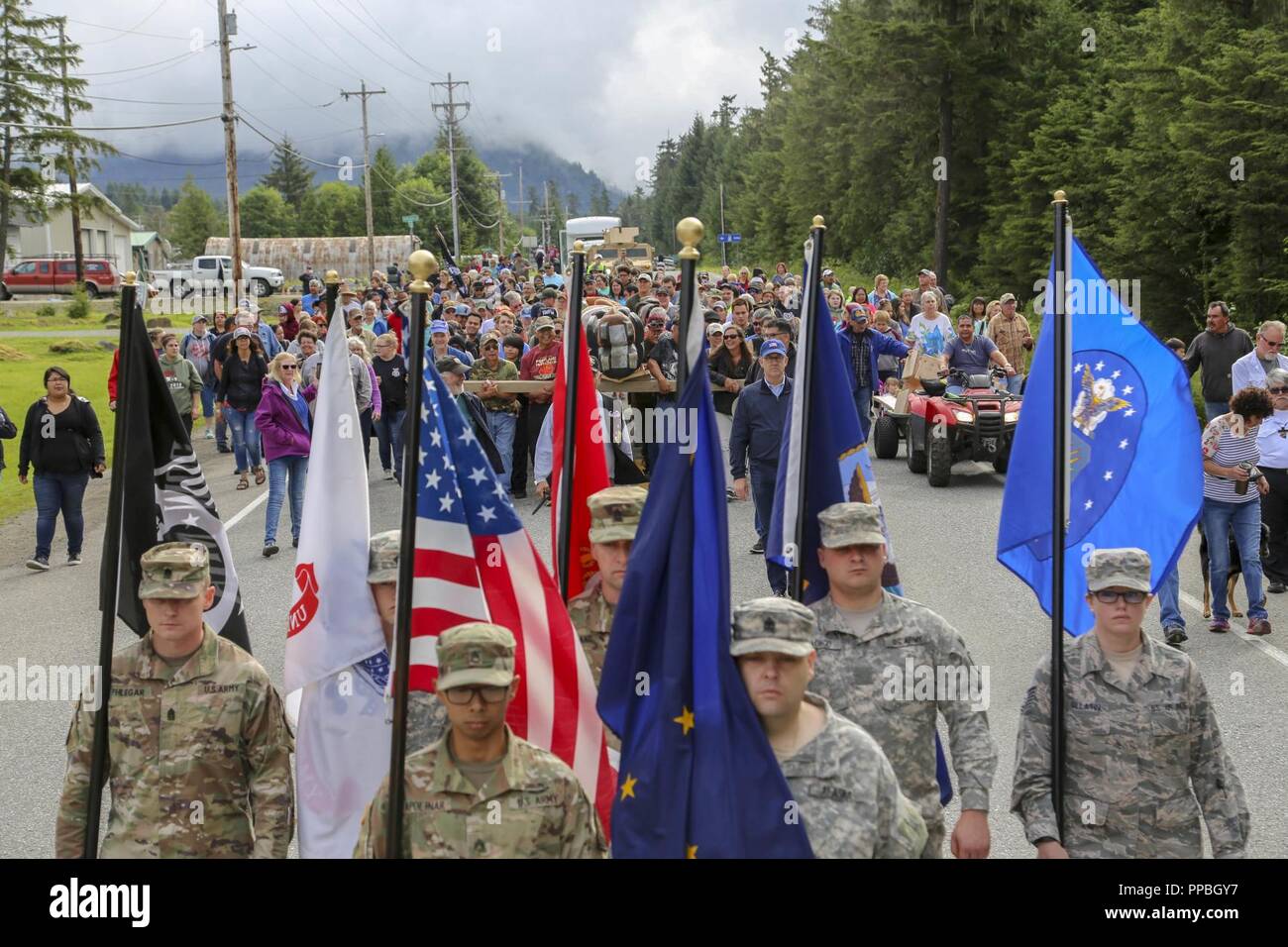 An Alaska Organized Militia color guard comprised of members of the ...