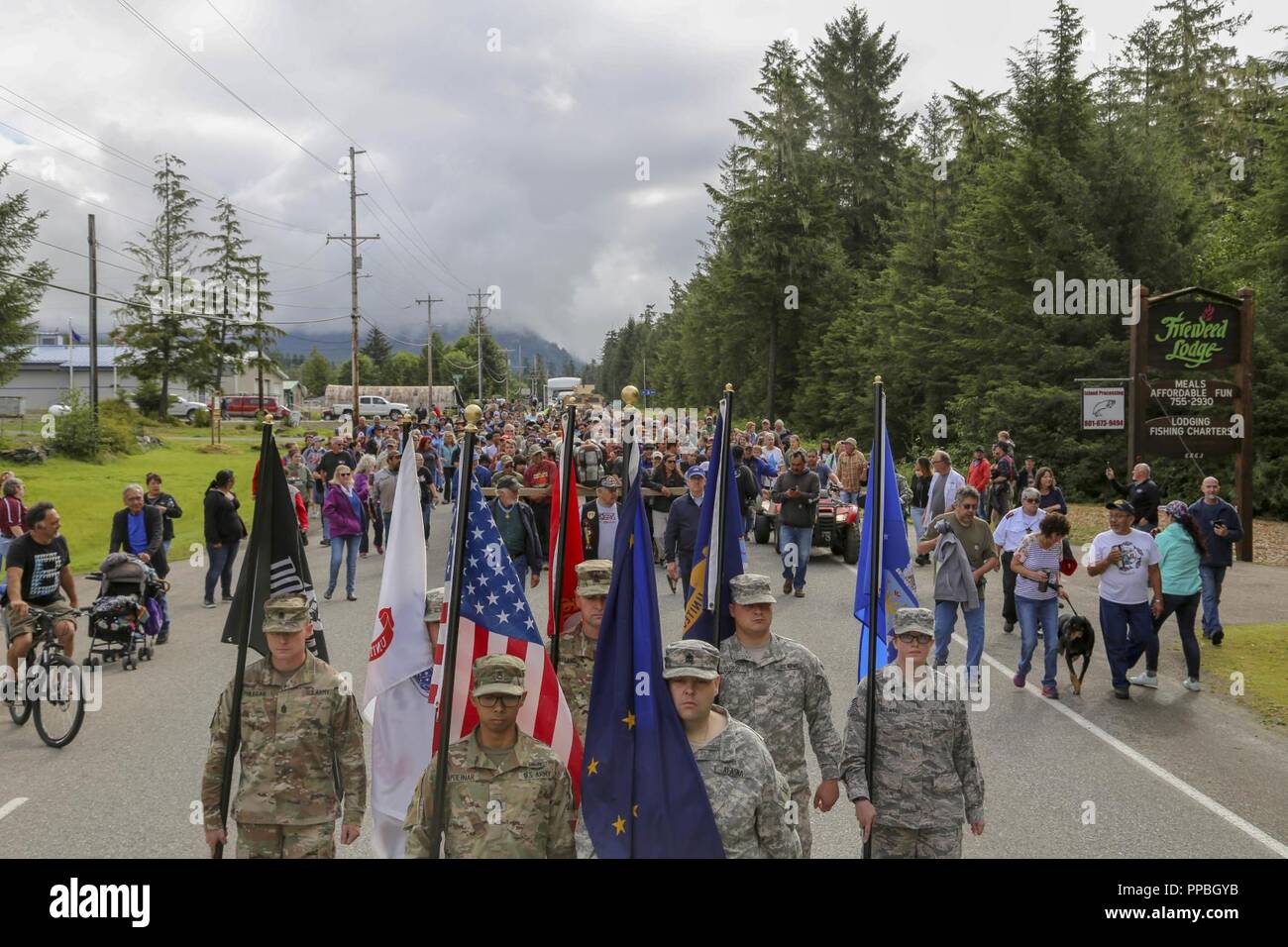 An Alaska Organized Militia color guard comprised of members of the ...