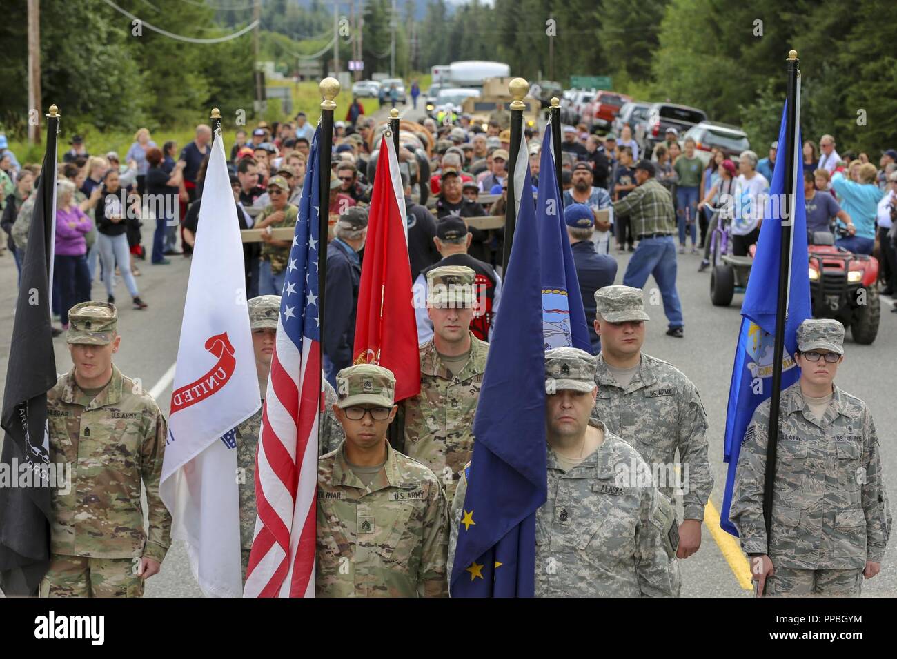 An Alaska Organized Militia color guard comprised of members of the ...