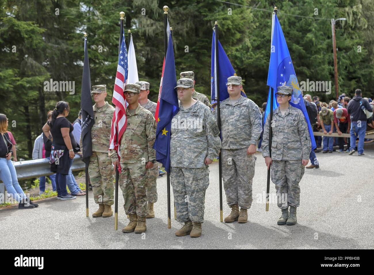 An Alaska Organized Militia color guard comprised of members of the ...