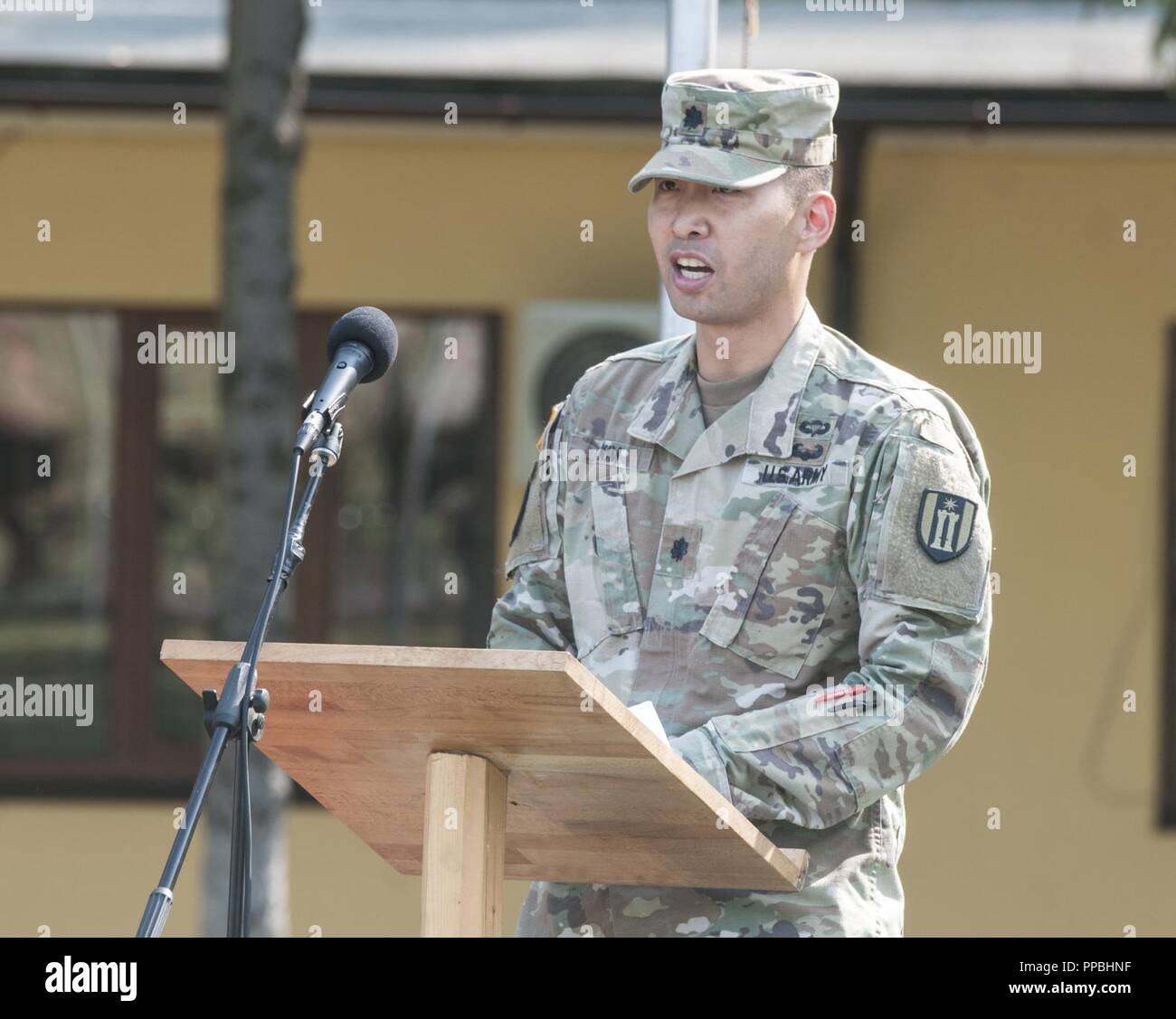 U.S. Army Lt. Col. Ok Kim, the commander of the 397th Engineer ...