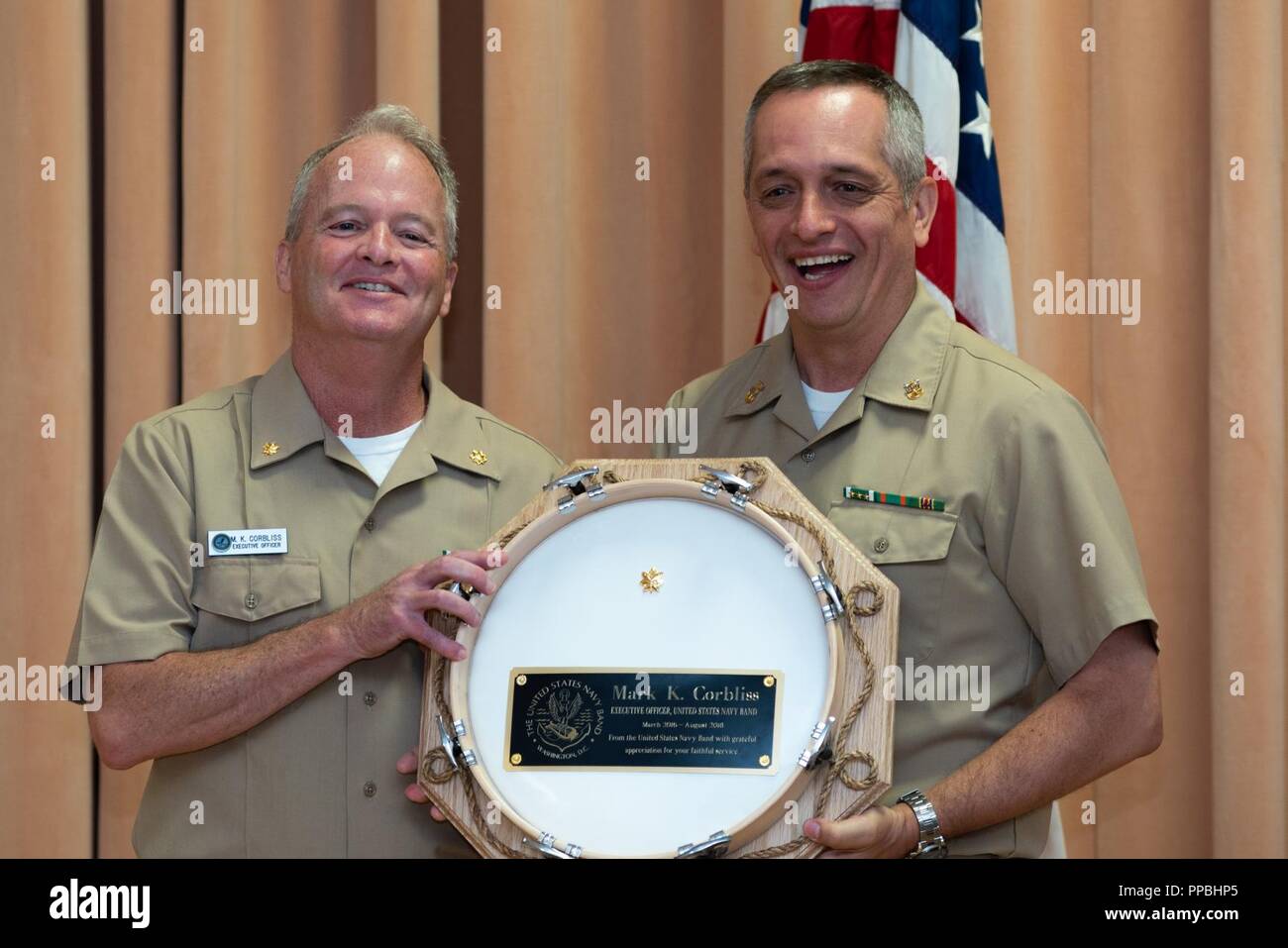 WASHINGTON (AUGUST 29, 2018) Master Chief Musician Jim Armstrong, left ...