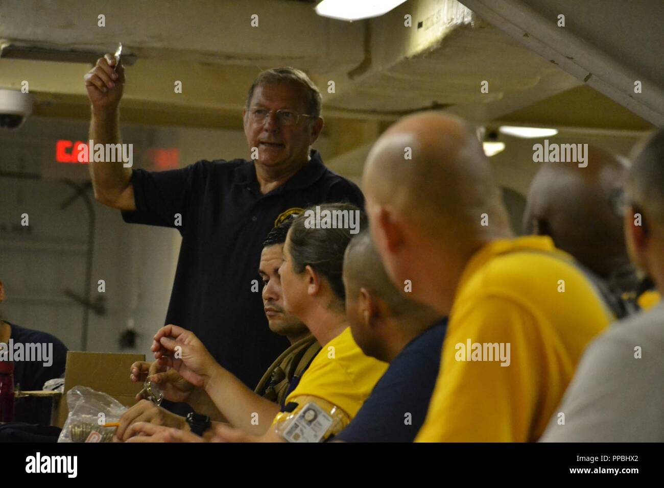 Master Chief Petty Officer of the Navy (Ret.) Duane Bushey speaks to ...