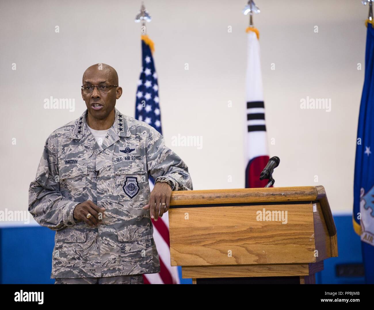 U.S. Air Force Gen. CQ Brown, Jr., Pacific Air Forces commander, speaks ...