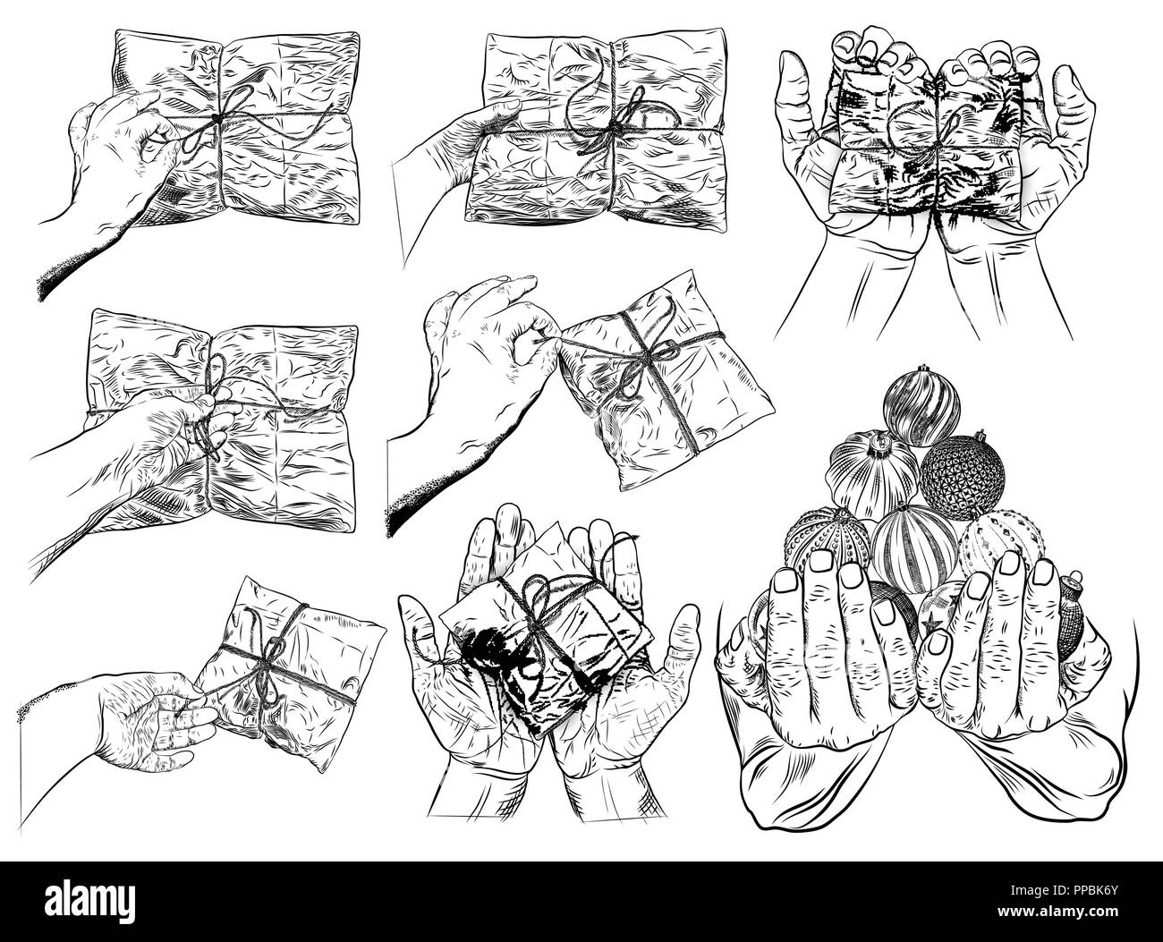 Human hands opening box Stock Vector Images - Alamy