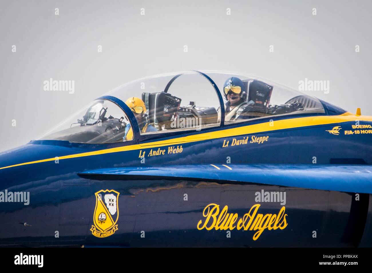 U.S. Navy Lt. Andre Webb (left), aircraft #7 pilot with the Navy Flight ...