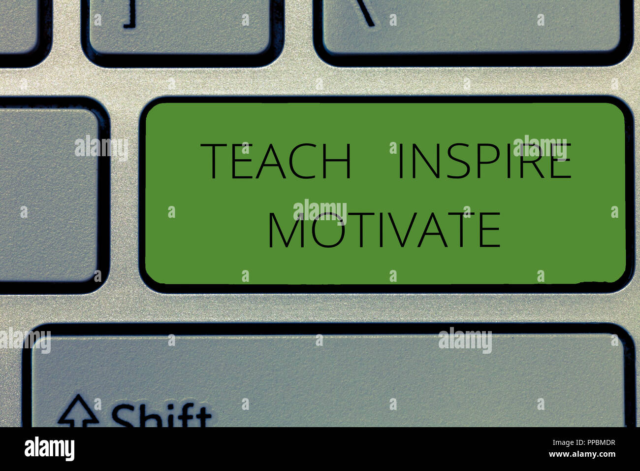 Writing note showing Teach Inspire Motivate. Business photo showcasing ...
