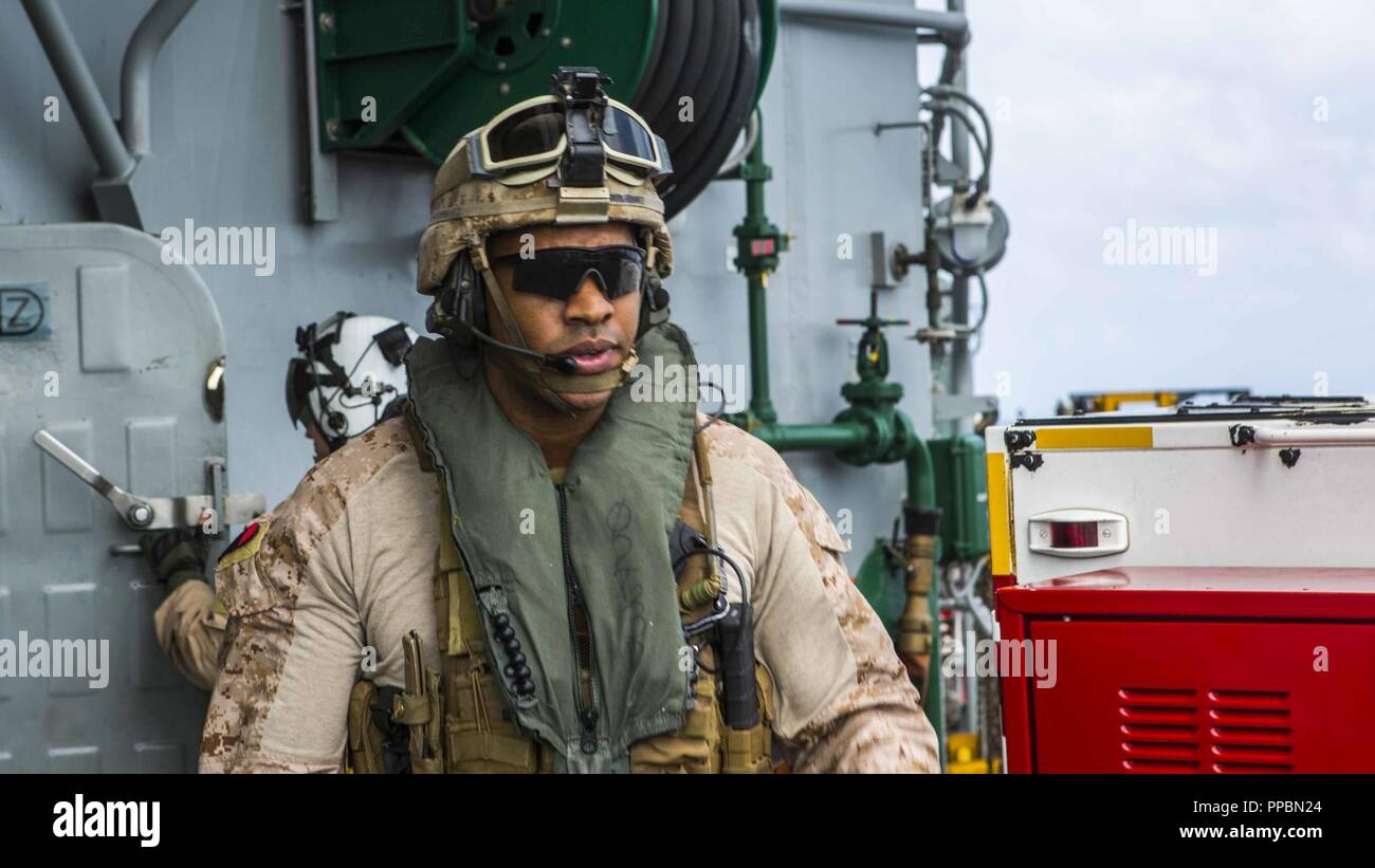 INDIAN OCEAN – U.S. Marine 1st Lt. Devin Davis, platoon commander with ...