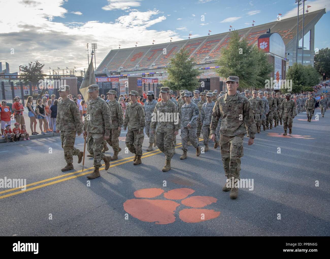 Cadets with Clemson University’s Army and Air Force ROTC march in the ...