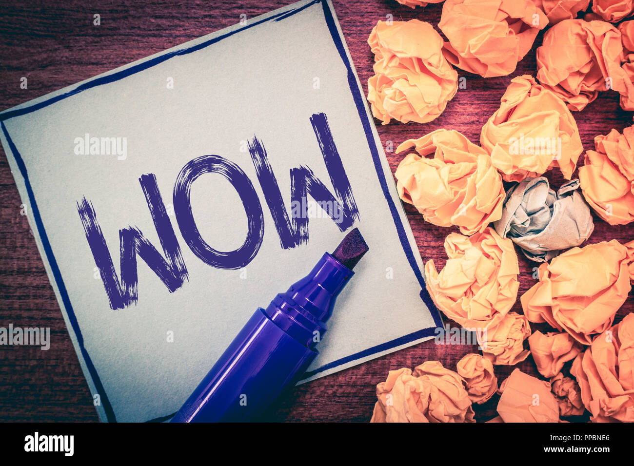 Writing note showing Wow. Business photo showcasing Expressing ...