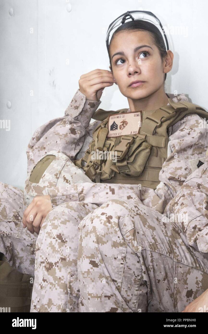 INDIAN OCEAN – U.S. Marine Sgt. Gabriela Justice, a food service ...