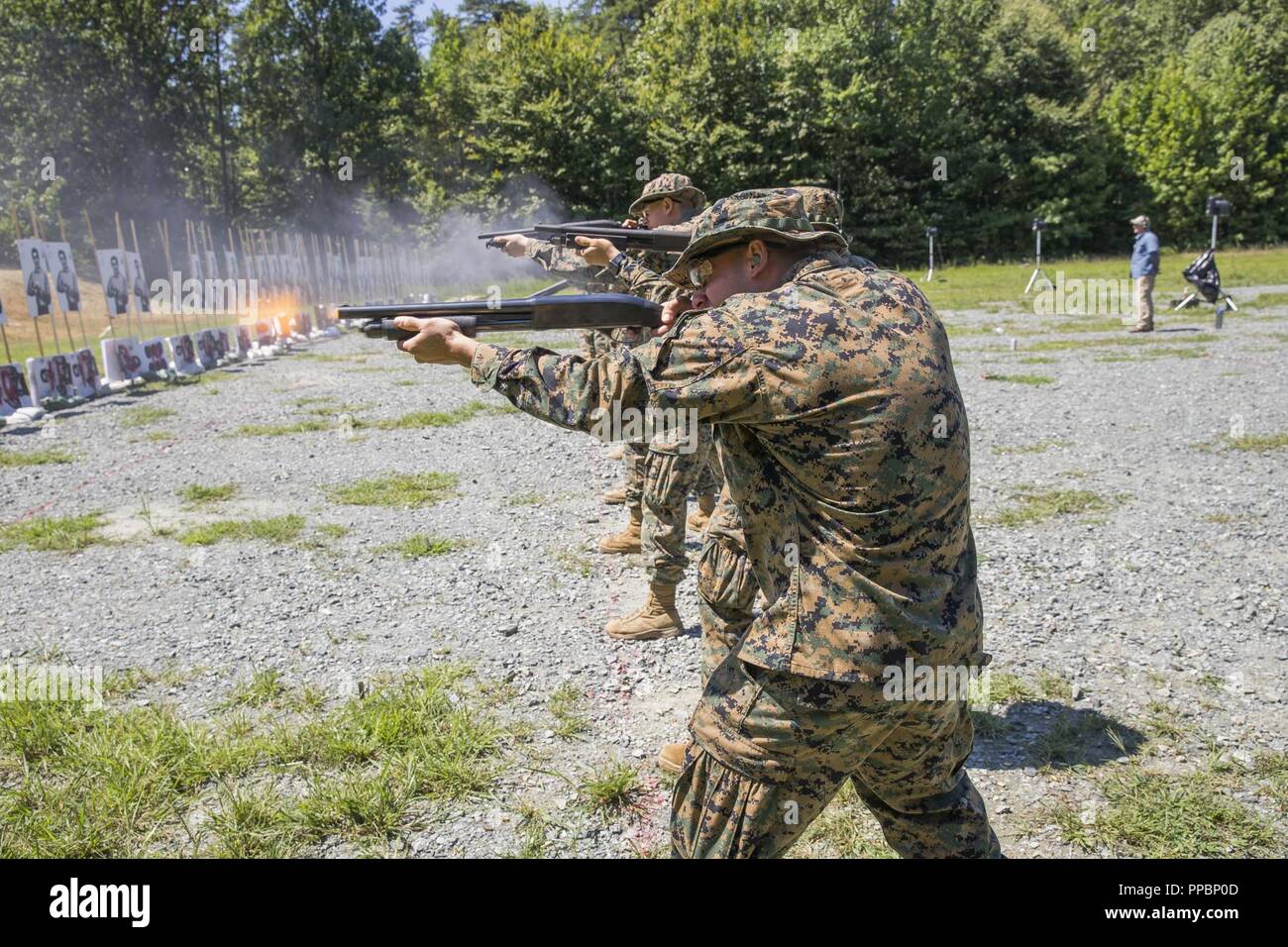U.S. Marines with Marine Corps Embassy Security Group (MCESG) practices ...
