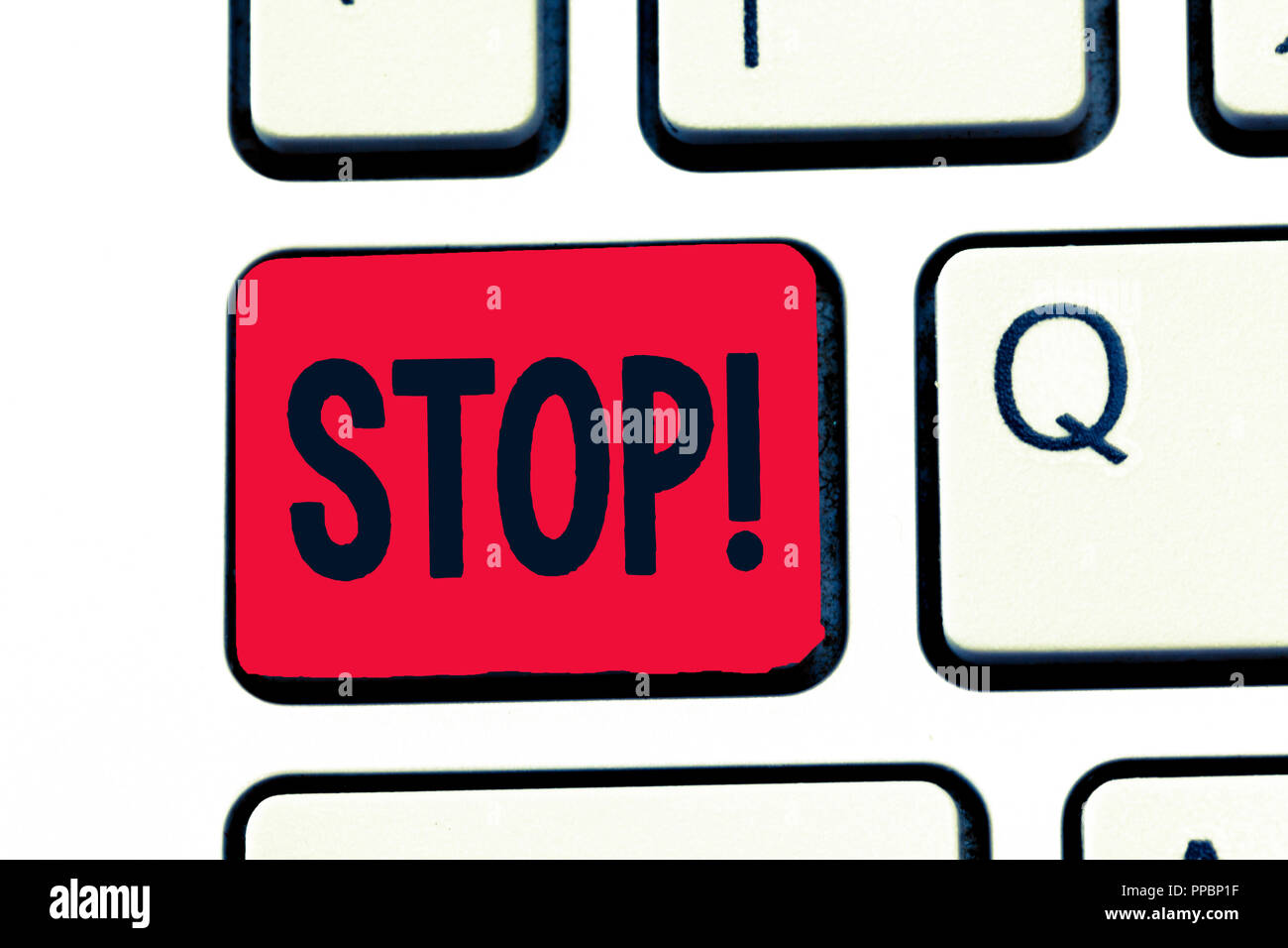 Writing note showing Stop. Business photo showcasing Come to an end ...