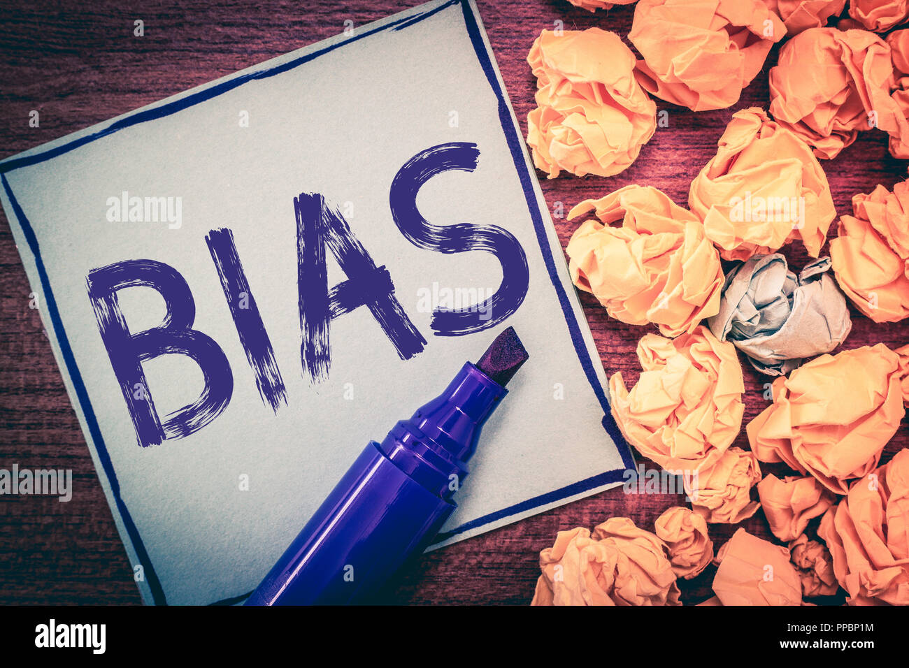 Writing note showing Bias. Business photo showcasing Prejudice in favor ...