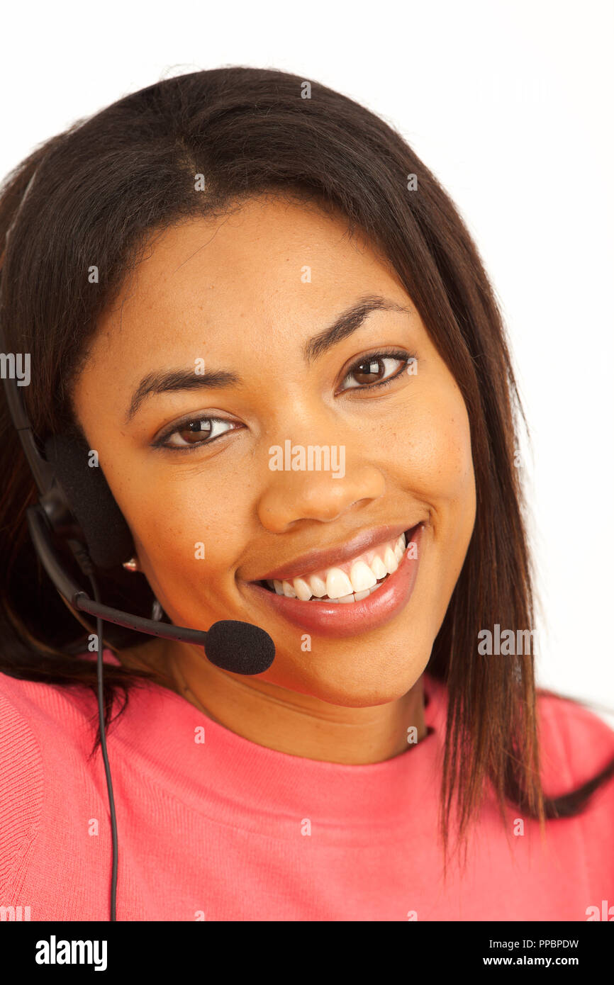 African american black female telemarketer service hi-res stock ...