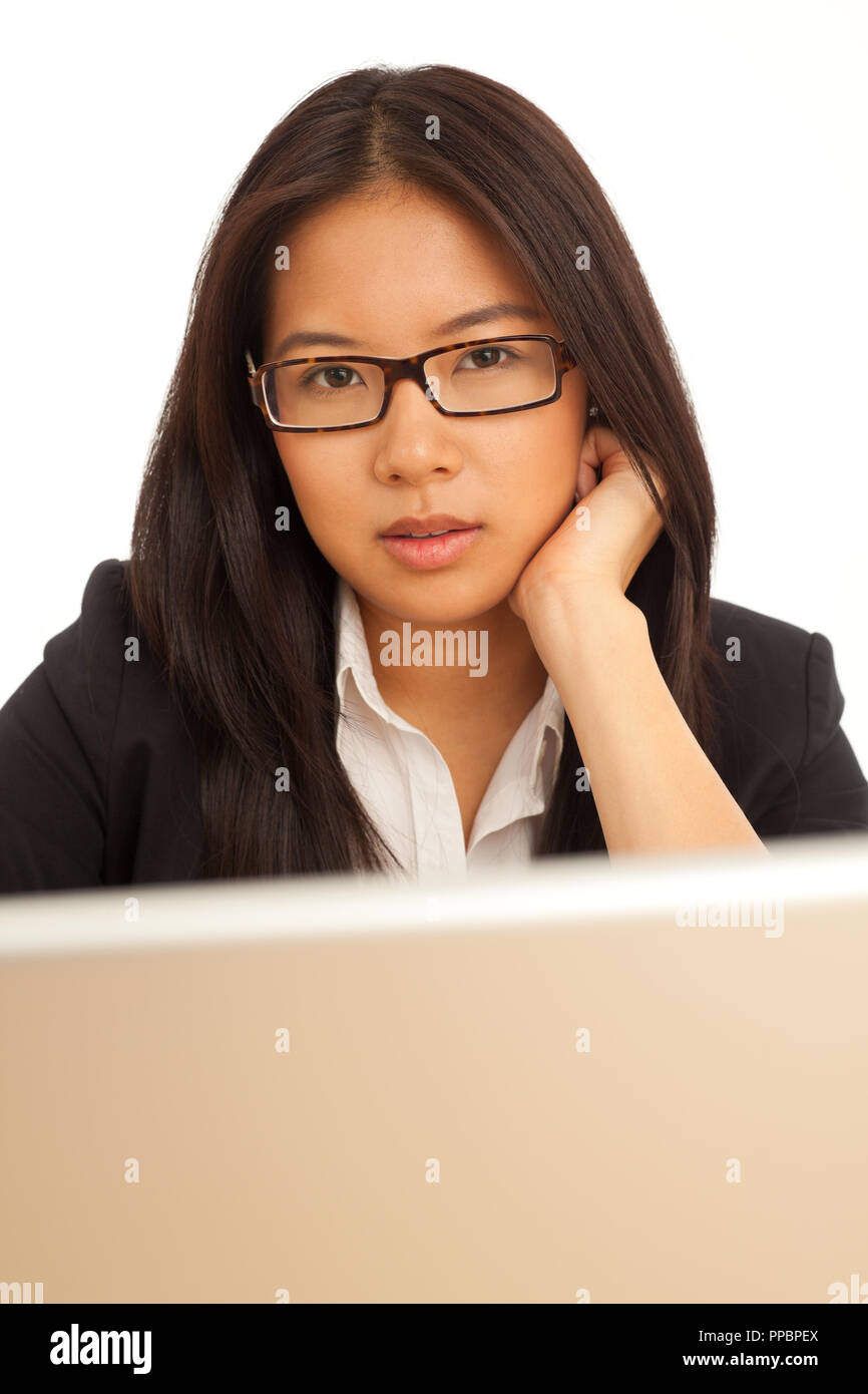 Portrait of young professional businesswoman on white background Stock ...