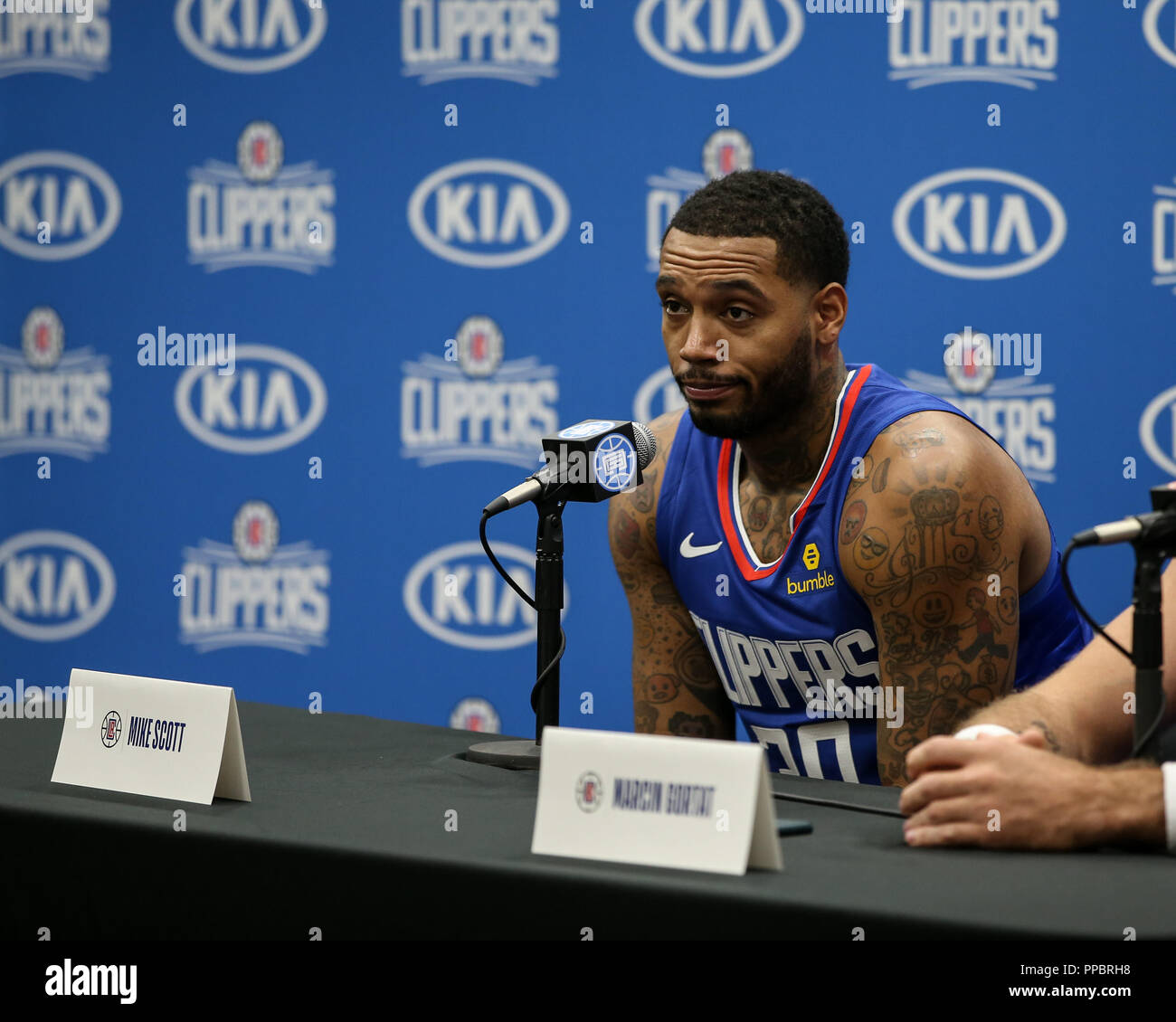 Los Angeles, CA, USA. 24th Sep, 2018. LA Clippers forward Mike Scott ...