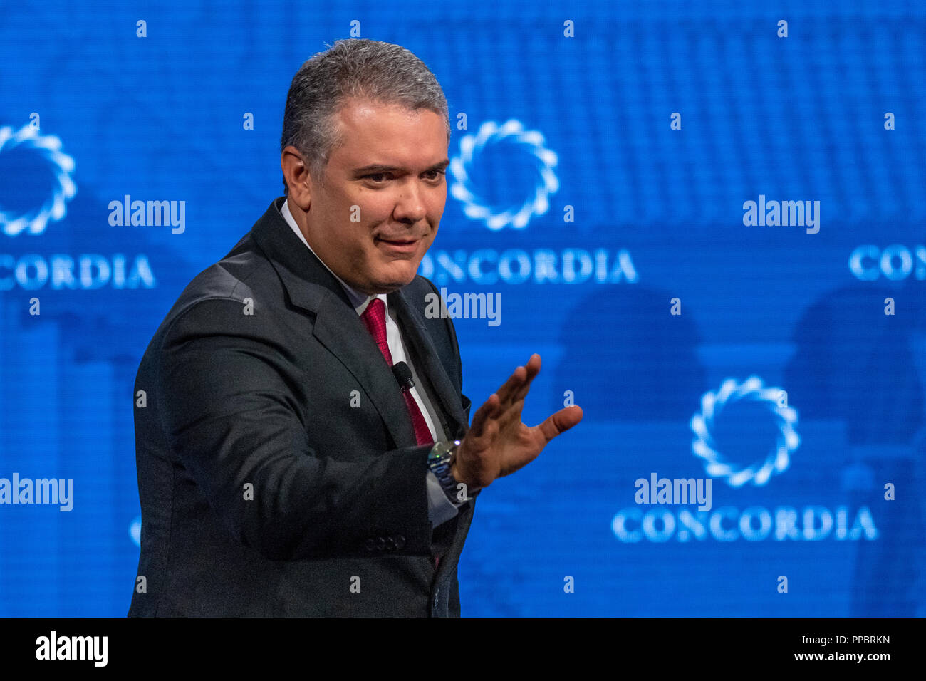 New York, USA, 24 September 2018. Colombian President Ivan Duque ...