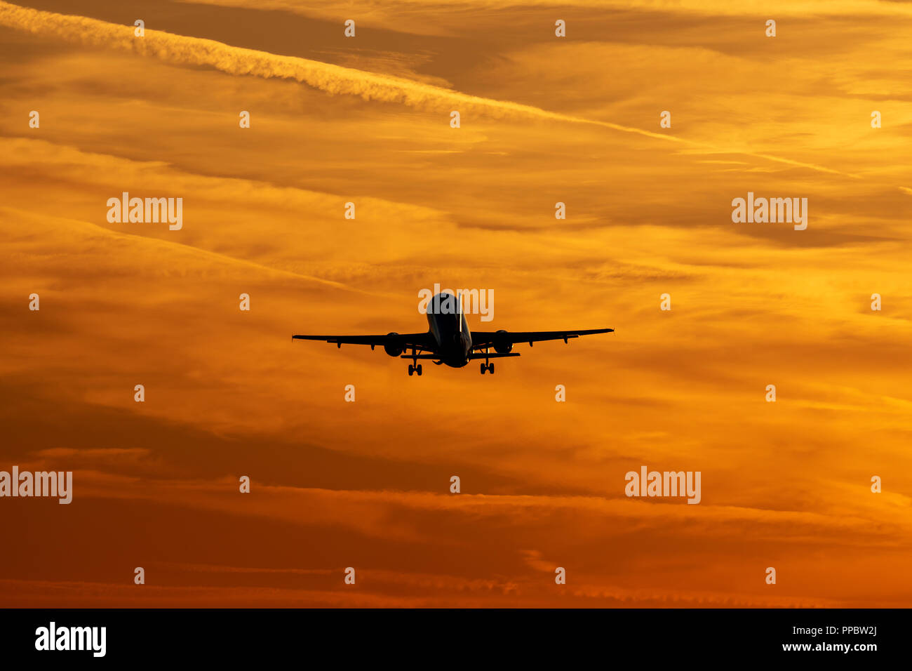 Luton Airport, London, UK. 24th Sep 2018. UK Weather: A silhouette of ...
