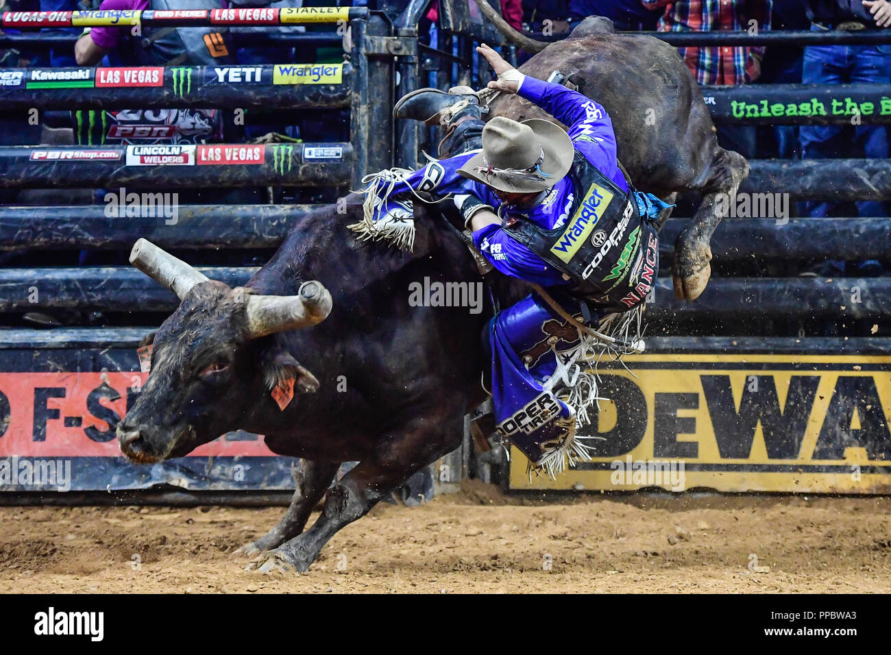 Fairfax, Virginia, USA. 23rd Sep, 2018. CODY NANCE rides a bull named ...
