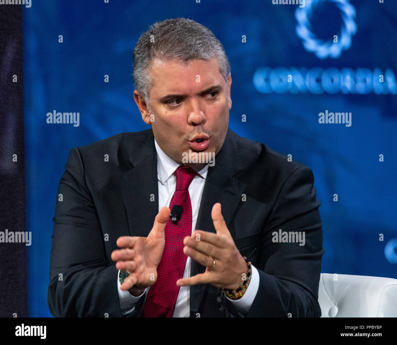 New York, USA, 24 September 2018. Colombian President Ivan Duque speaks ...