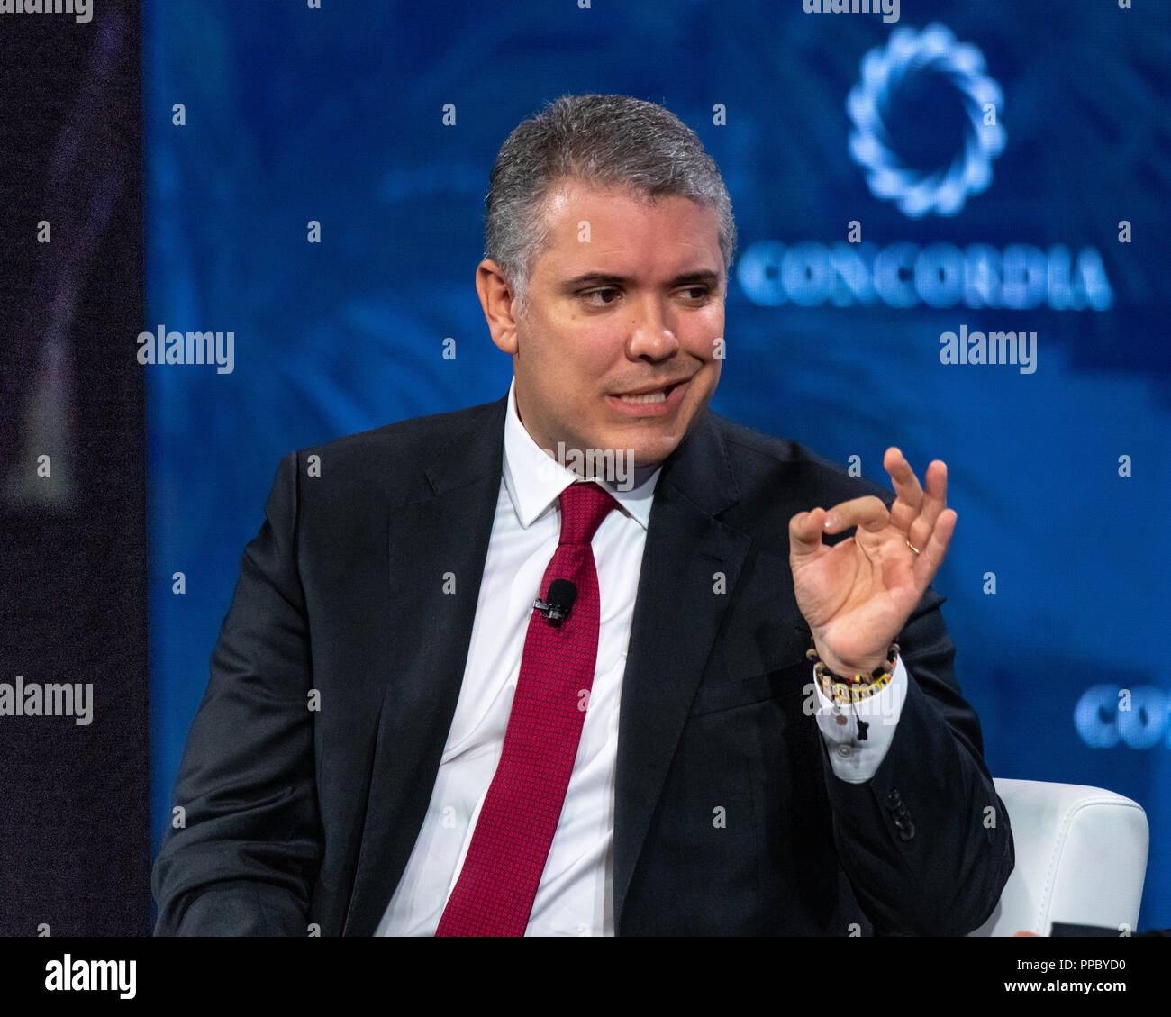 New York, USA, 24 September 2018. Colombian President Ivan Duque speaks ...