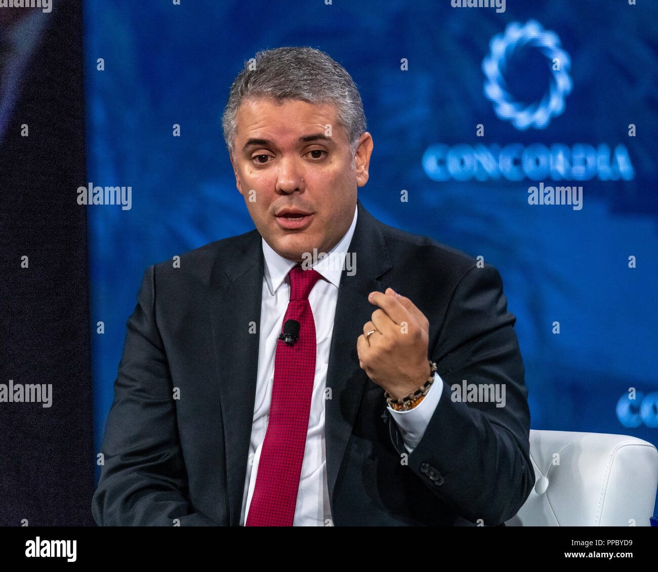New York, USA, 24 September 2018. Colombian President Ivan Duque speaks ...