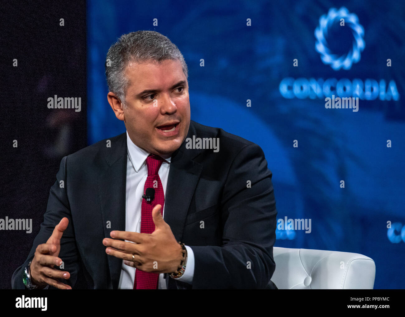 New York, USA, 24 September 2018. Colombian President Ivan Duque speaks ...