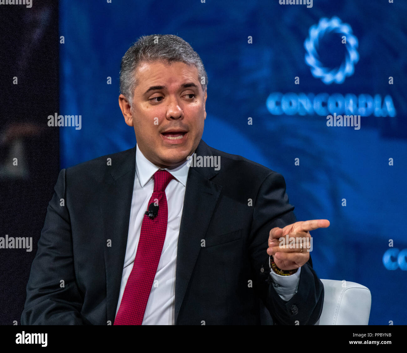New York, USA, 24 September 2018. Colombian President Ivan Duque speaks ...