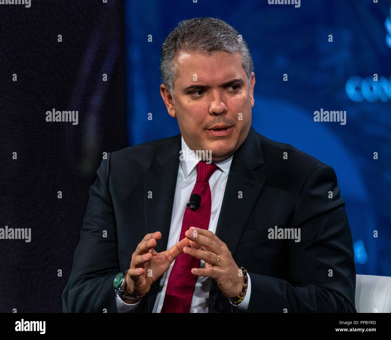 New York, USA, 24 September 2018. Colombian President Ivan Duque speaks ...