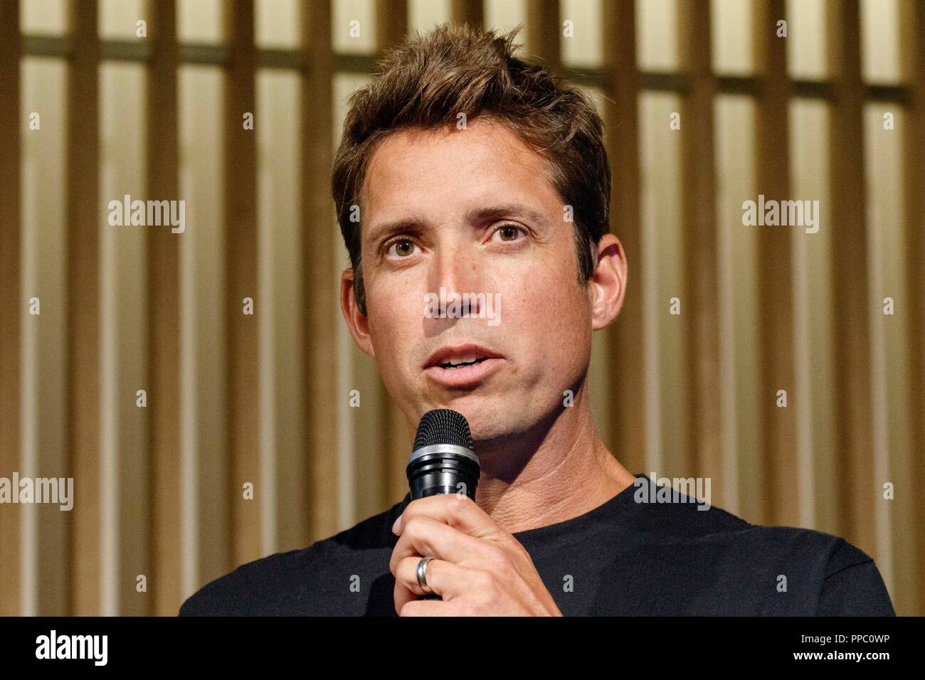 Tokyo, Japan. 25th Sep 2018. GoPro CEO Nick Woodman speaks during the ...