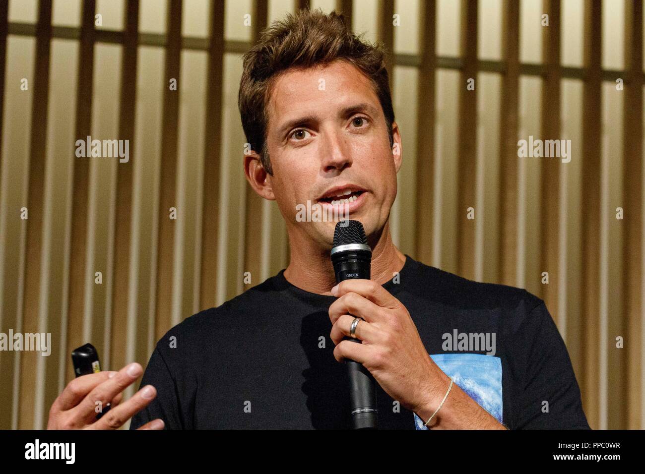 Tokyo, Japan. 25th Sep 2018. GoPro CEO Nick Woodman speaks during the ...