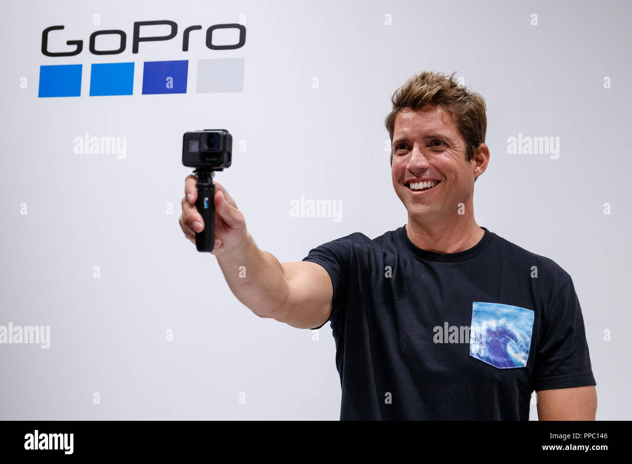 Tokyo, Japan. 25th Sep 2018. GoPro CEO Nick Woodman poses for the ...