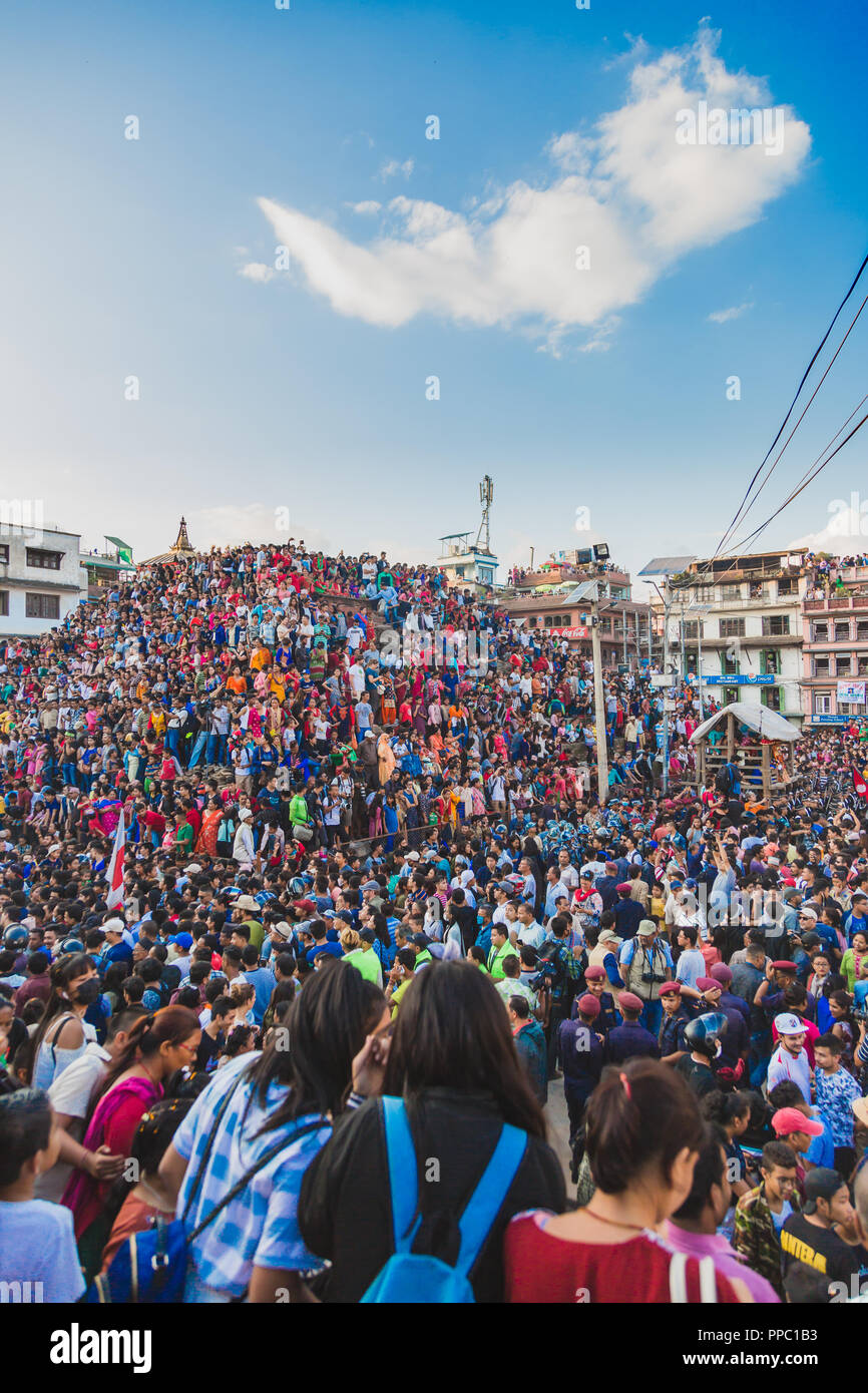 Kathmandu,Nepal - Sep 24,2018:Crowd of People at Indra Jatra Festival ...