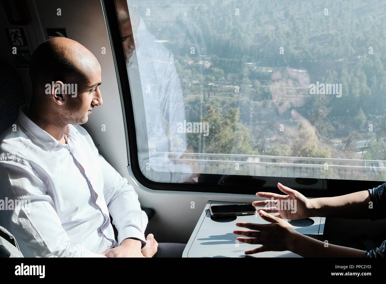 Jerusalem, Israel. 25th September, 2018. Passengers ride the new ...