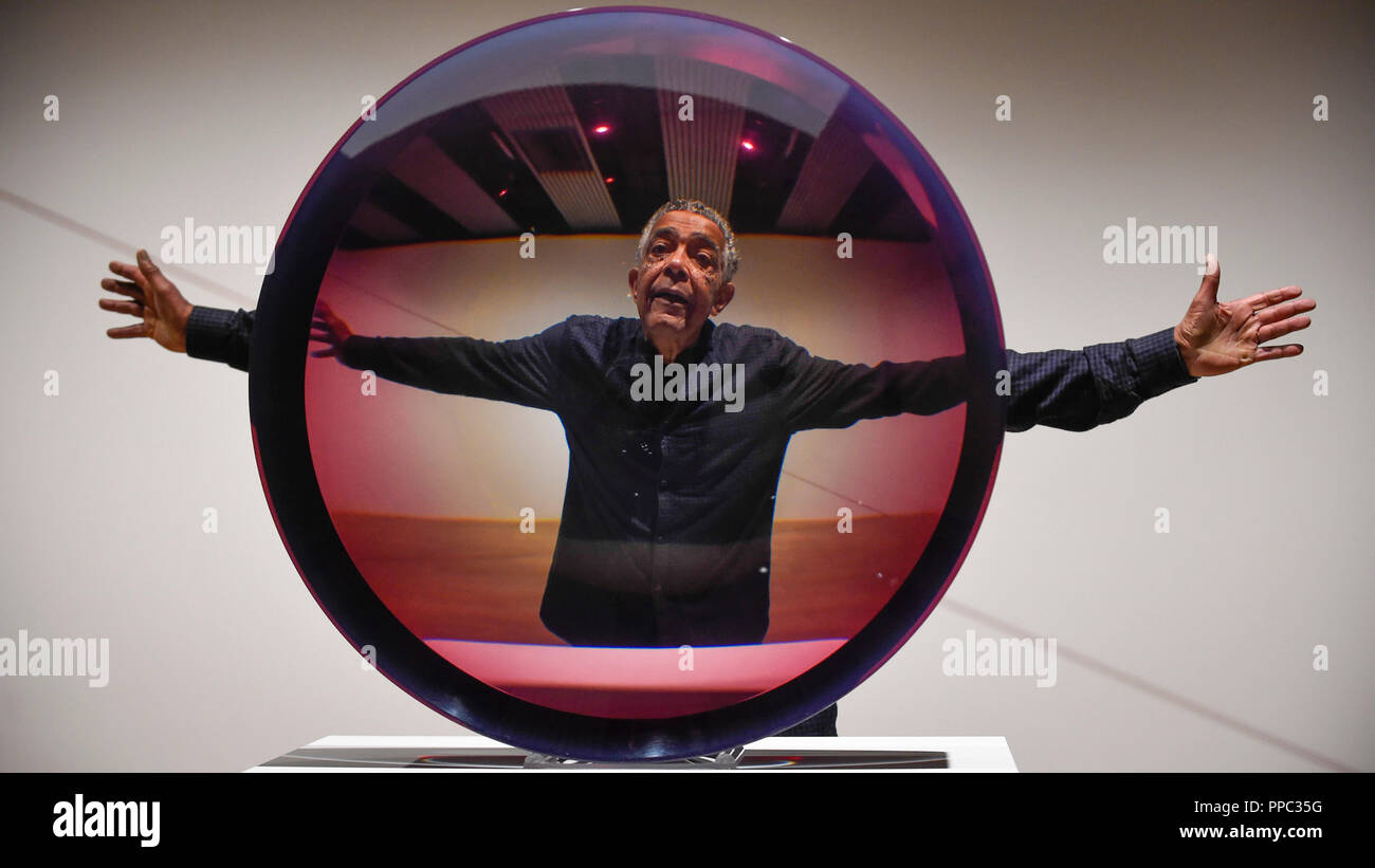 London, UK. 25 September 2018. Artist Fred Eversley poses with his work ...