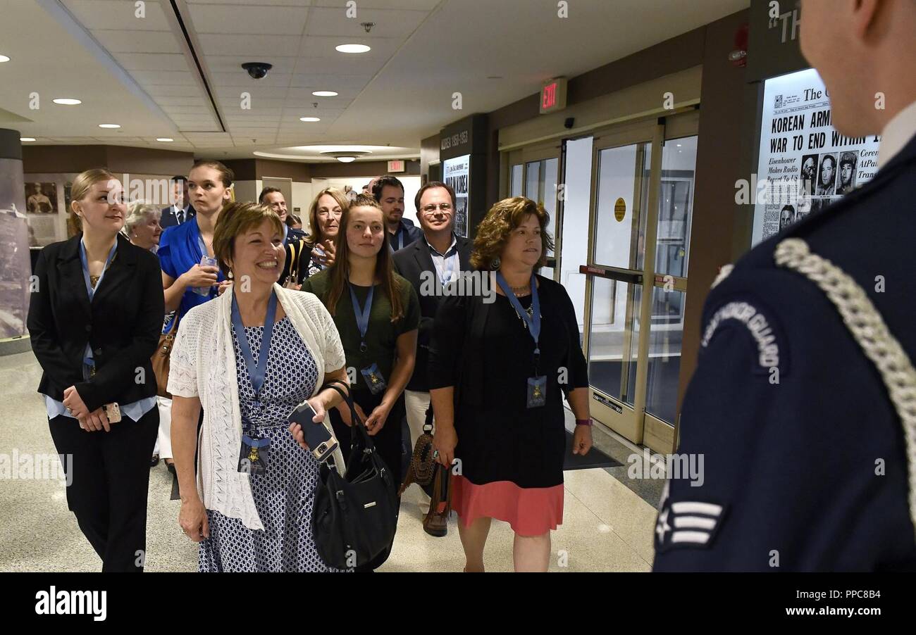 Family members of U.S. Air Force Tech. Sgt. John Chapman, receives a ...