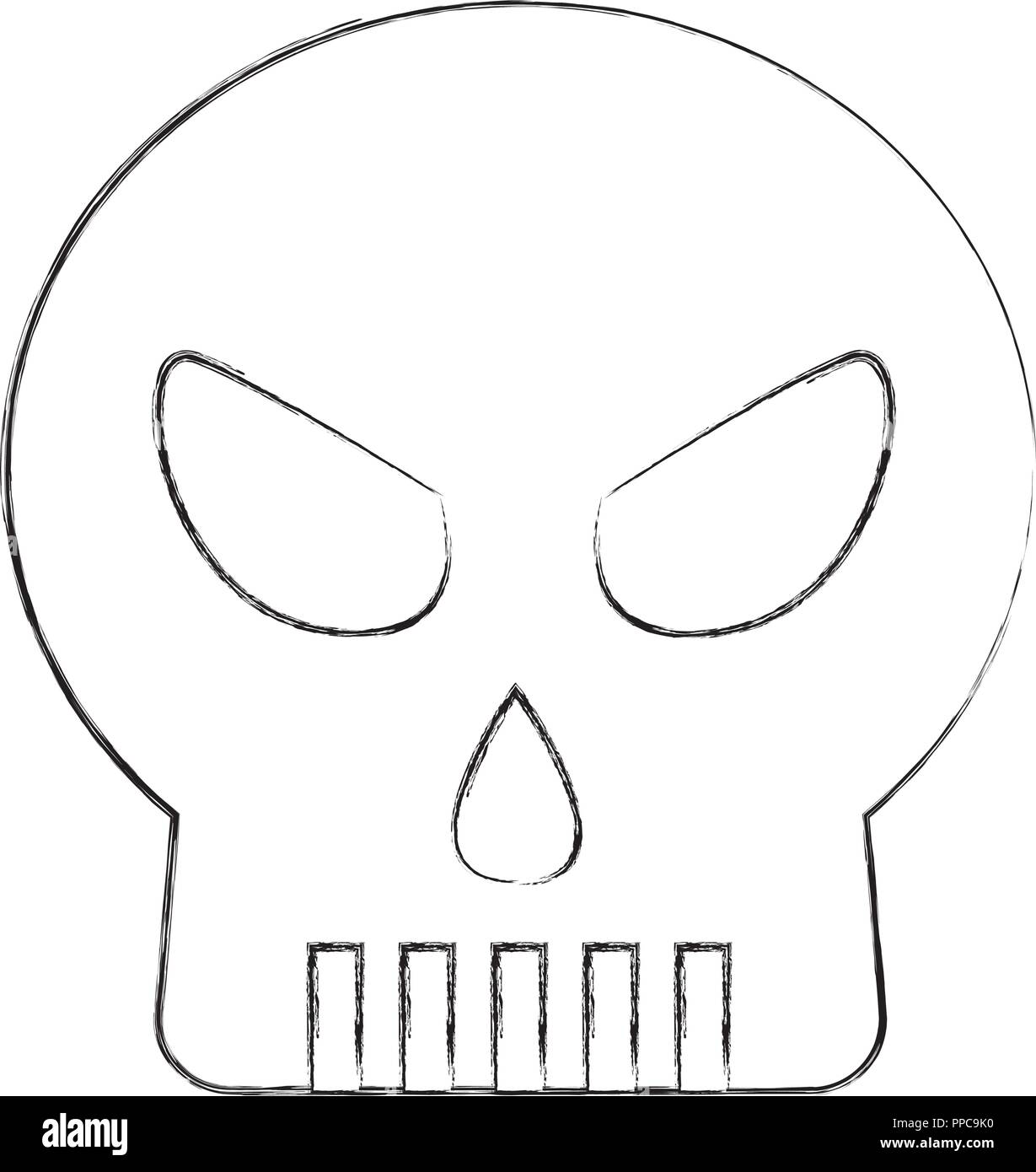 skull death head horror danger vector illustration hand drawing Stock ...